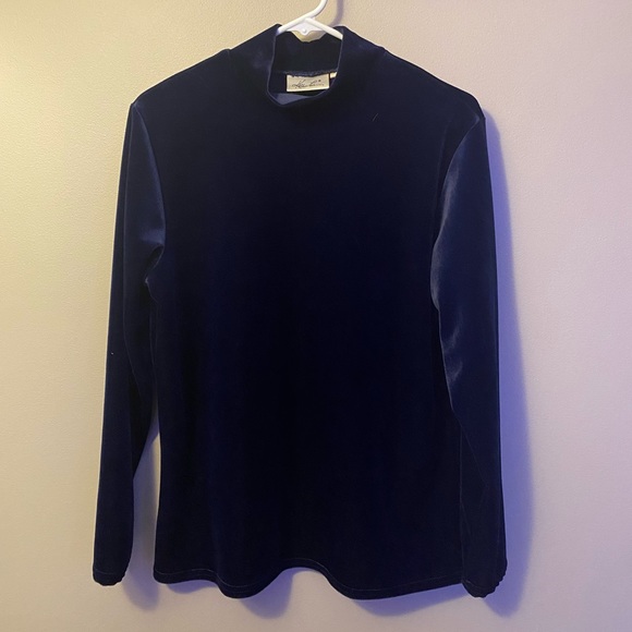 Tops | Womens Dark Blue Velvet Top | Poshmark